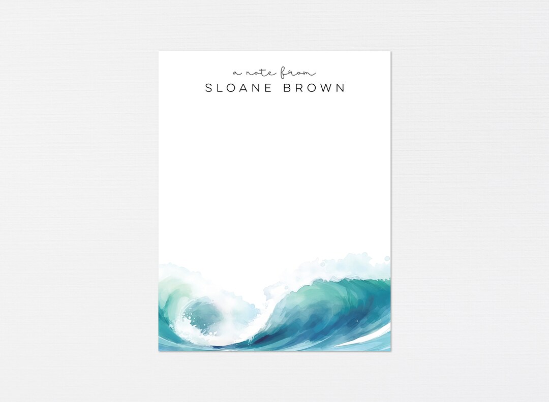 Ocean Stationery · Surfer Wave Monogram Gift · Ocean Custom Notecards ...