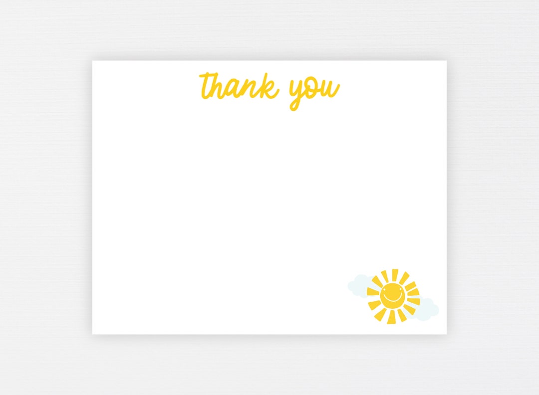 Sunshine Thank You Stationery Notes Sunshine Kids Party Note - Etsy