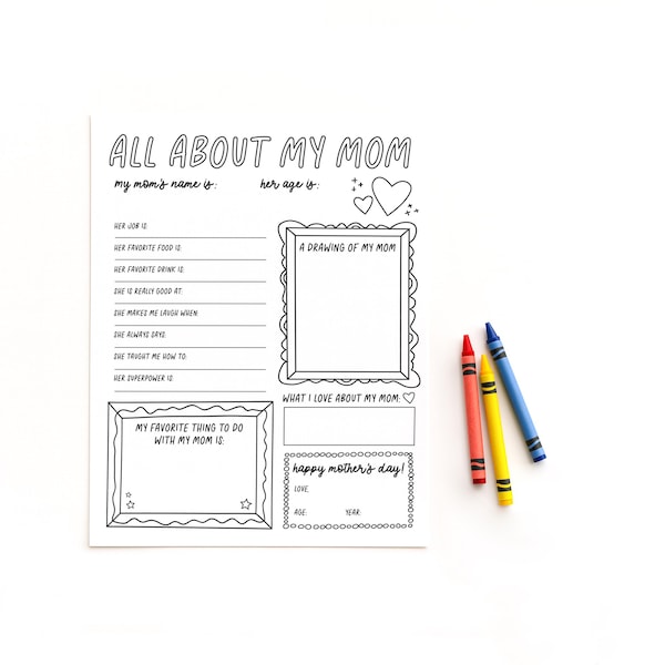 All About My Mom Survey Printable, Mother's Day Questionnaire, Mothers ...