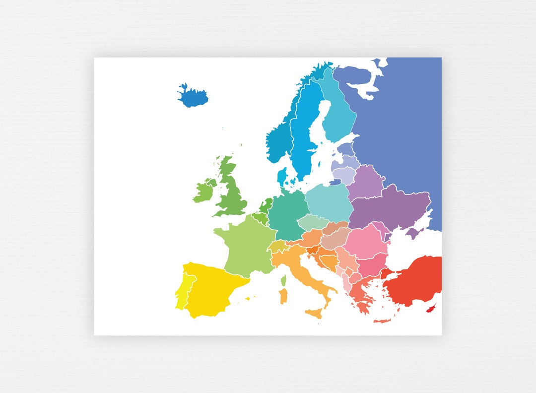 Europe Map Education Printable European Colorful Homeschool - Etsy