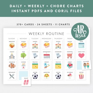 Daily Visual Routine Charts Cards Weekly Daily Chore Bundle Routine ...