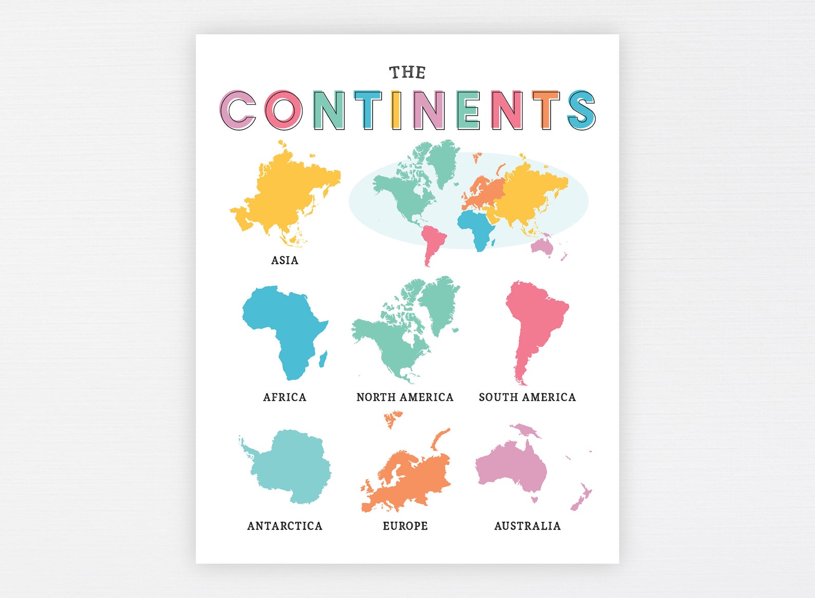 World Continents Education Printable Homeschool Learning - Etsy