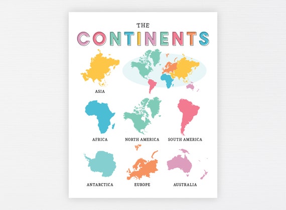 World Continents Education Printable Homeschool Learning | Etsy Canada