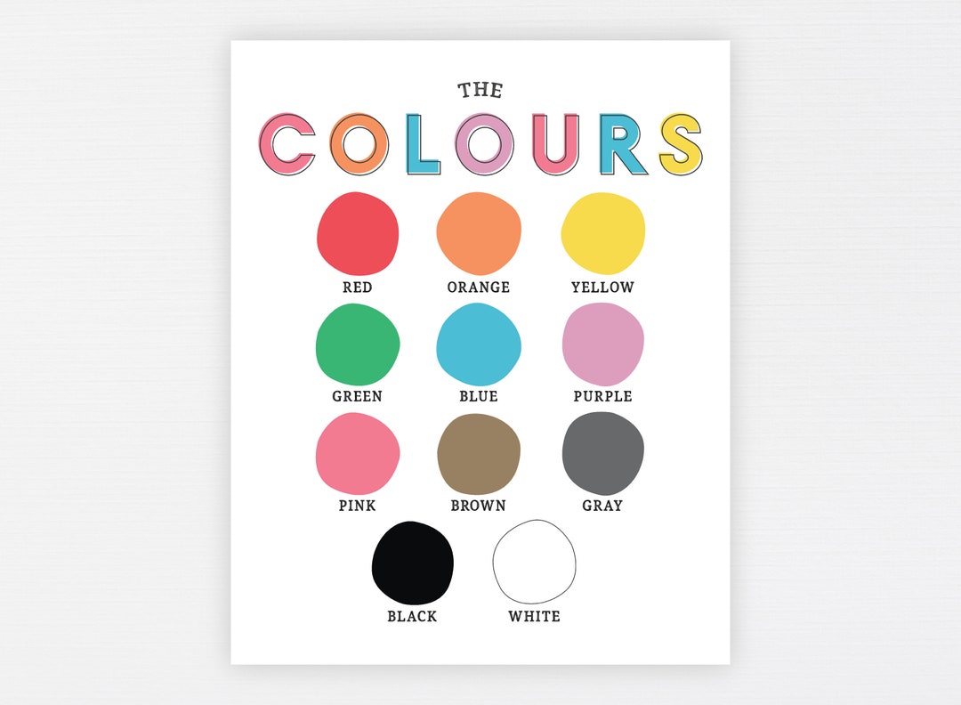 Colours Education Print the Colours Poster Printable - Etsy