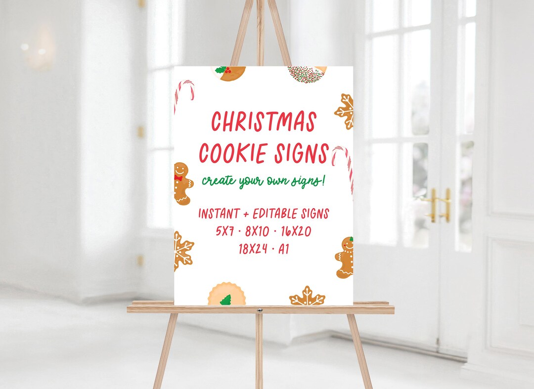 Christmas Cookie Signs Holiday Exchange Editable Party Decor Cookie ...
