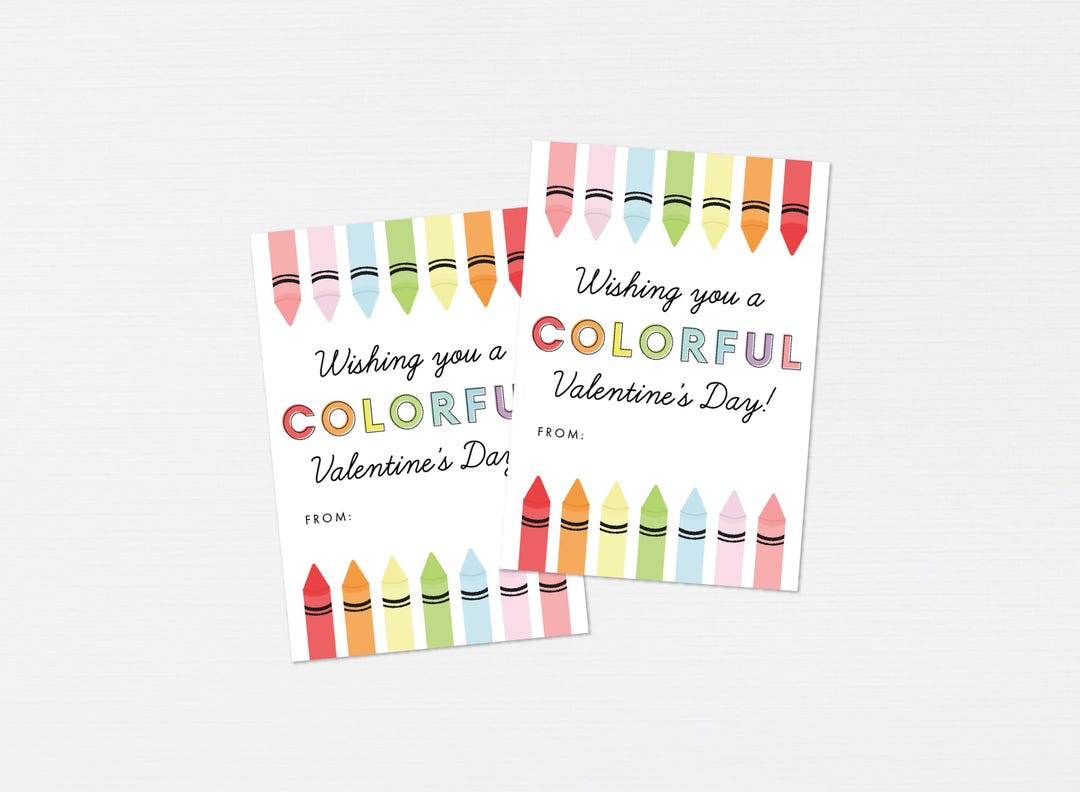 Color Crayon Kids Valentine Tags · Printable Classroom Valentines ...