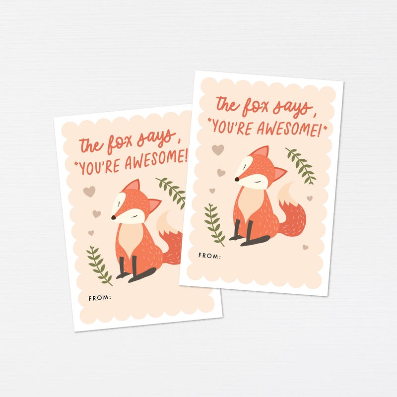 Fox Valentine Card - Etsy