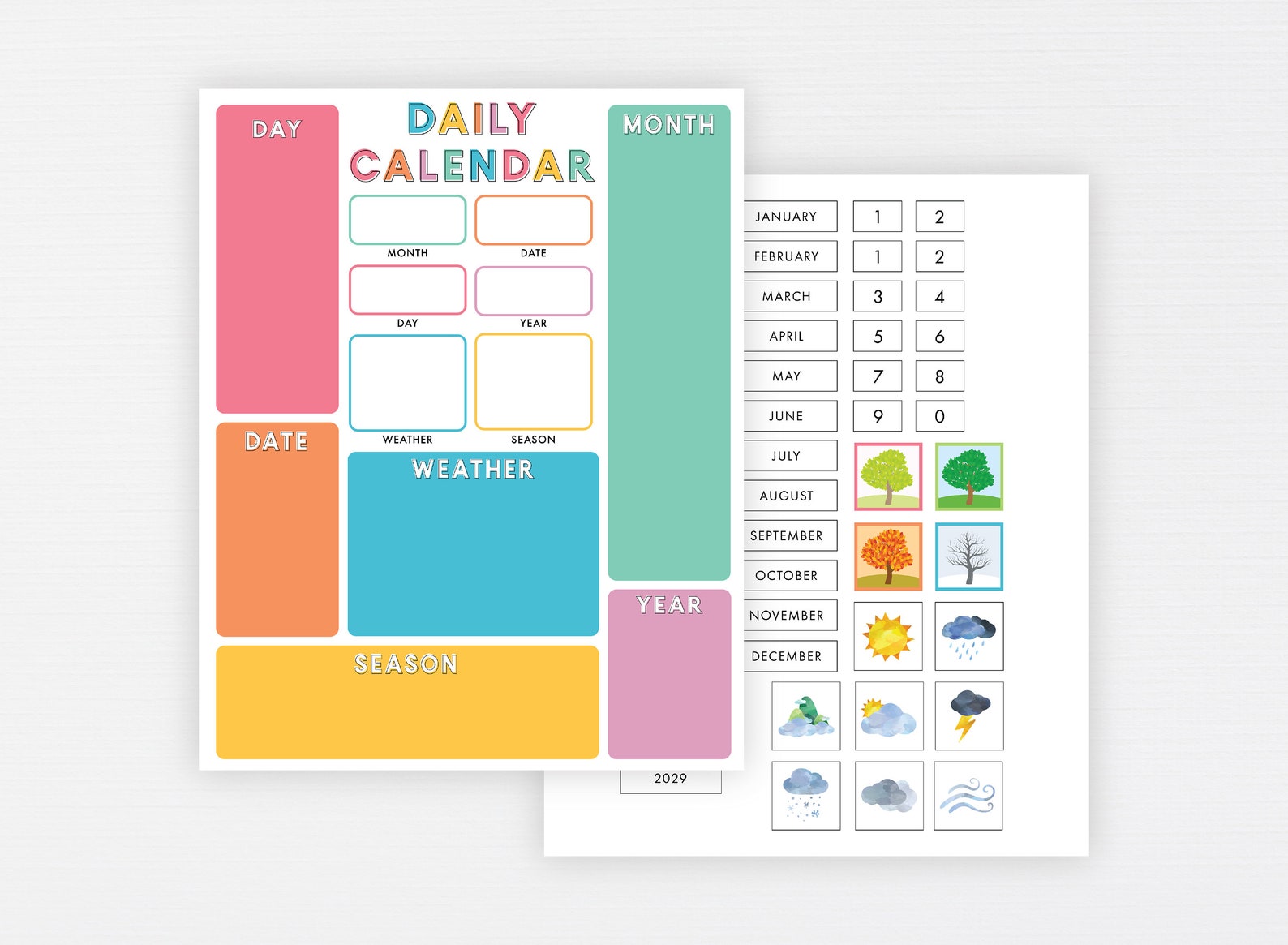 Child Calendar Printable Montessori Preschool Classroom - Etsy