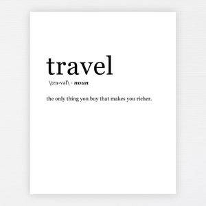 Travel Definition Print Printable Travel Quote Dictionary - Etsy