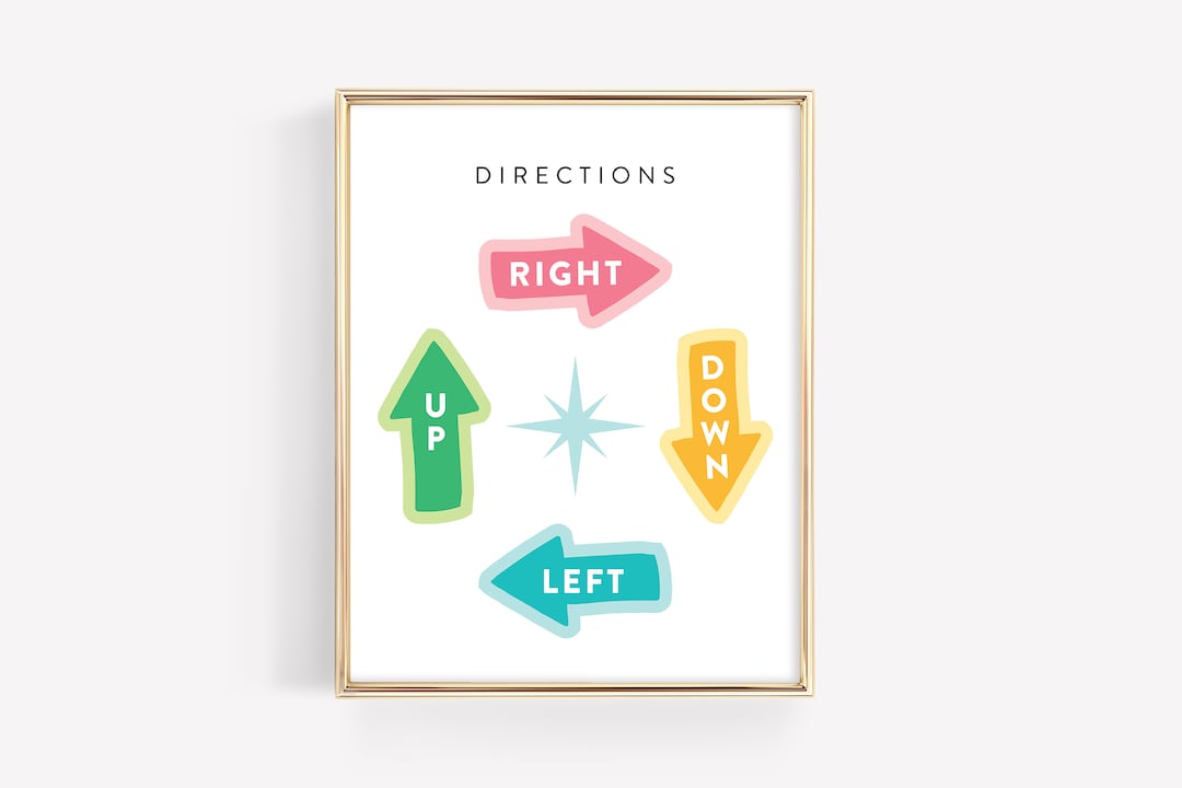 Directions Educational Poster · up Down Right Left Classroom Printable ...