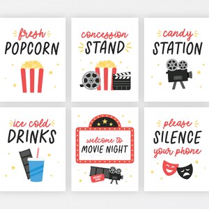 Movie Night Party Signs Movie Printable Party Decorations - Etsy