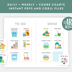 Daily Visual Routine Charts Cards Weekly Daily Chore Bundle Routine ...