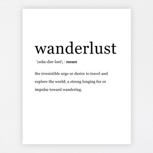 Wanderlust Travel Definition Print Wanderlust Dictionary - Etsy