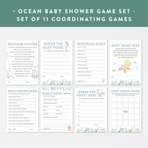 Ocean Baby Shower Games Bundle Set of 11 Under the Sea Printable Party ...