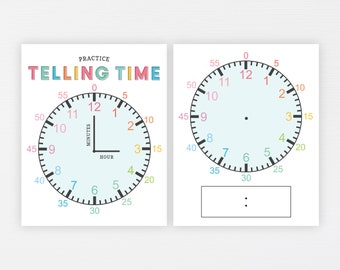 Clock Telling Time Education Printable Homeschool Resources | Etsy