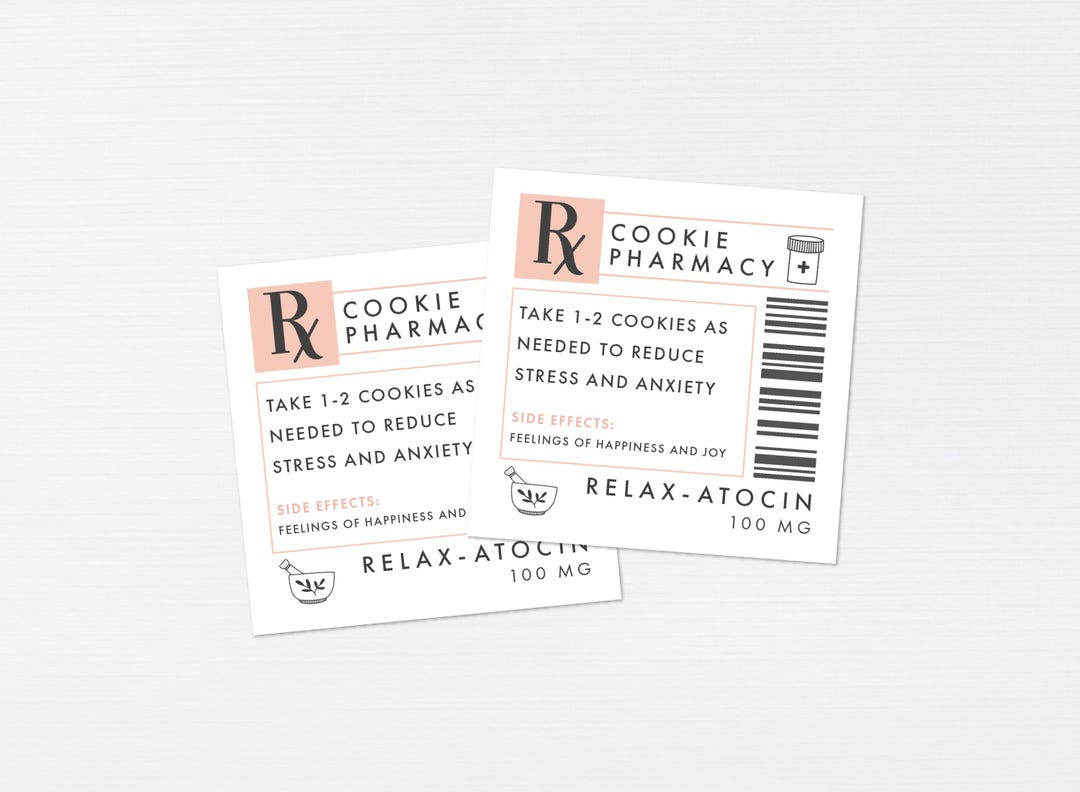 Cookie RX Prescription Label · Printable Medical Pharmacy Gift Tag ...