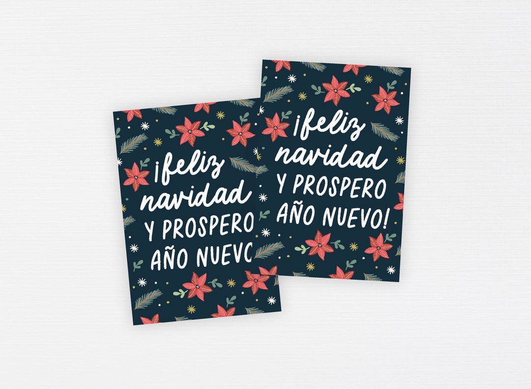 Feliz Navidad Gift Tag Poinsettia Christmas Printable Favor Tag Spanish ...