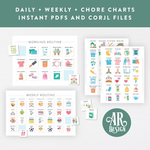Daily Visual Routine Charts Cards Weekly Daily Chore Bundle Routine ...