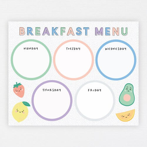 Cute Fruit Kids Lunch Planner Printable Weekly Planner - Etsy
