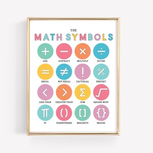 Math Symbols Education Printable Math Kids Homeschool Learning ...