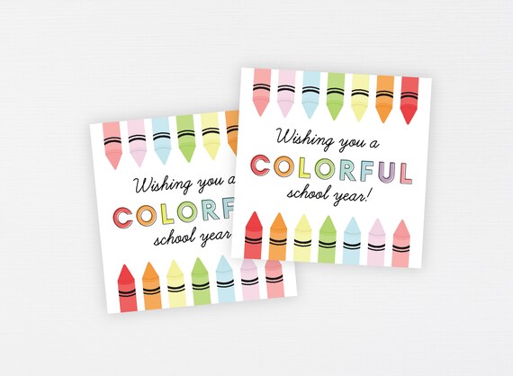 Crayon School Year Gift Tag Colorful First Day Teacher - Etsy