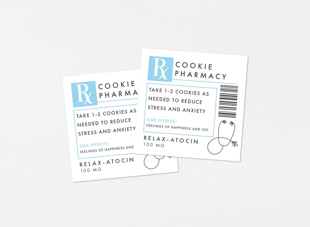 Cookie RX Prescription Label · Printable Medical Pharmacy Gift Tag ...