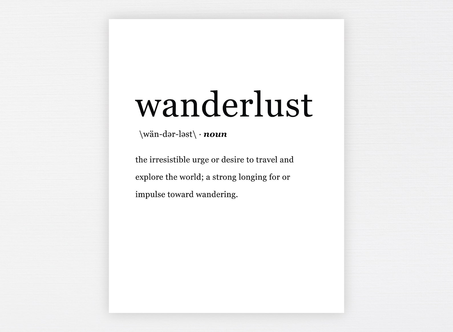 Wanderlust Travel Definition Print Wanderlust Dictionary | Etsy
