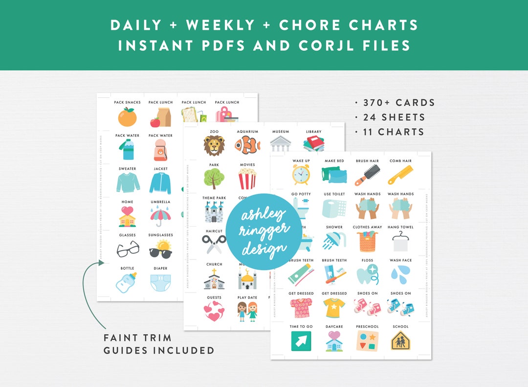 Daily Visual Routine Charts Cards Weekly Daily Chore Bundle Routine ...