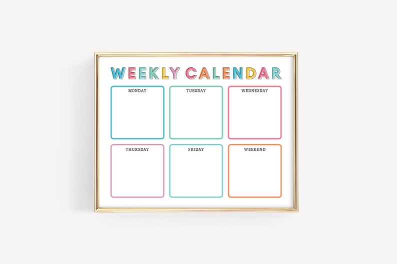 Kids Weekly Calendar · Cute Colorful Printable Children's Weekly ...
