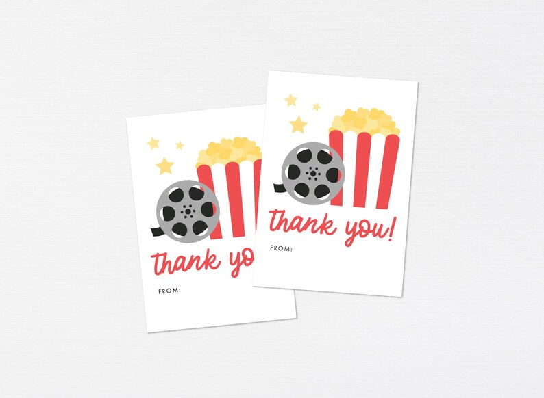 Movie Night Party Favors Tags · Thank You Kids Printable Birthday Favor ...