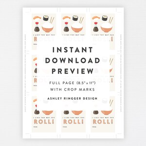 Sushi Kids Valentine Tags Printable Classroom Valentine Happy Valentine ...