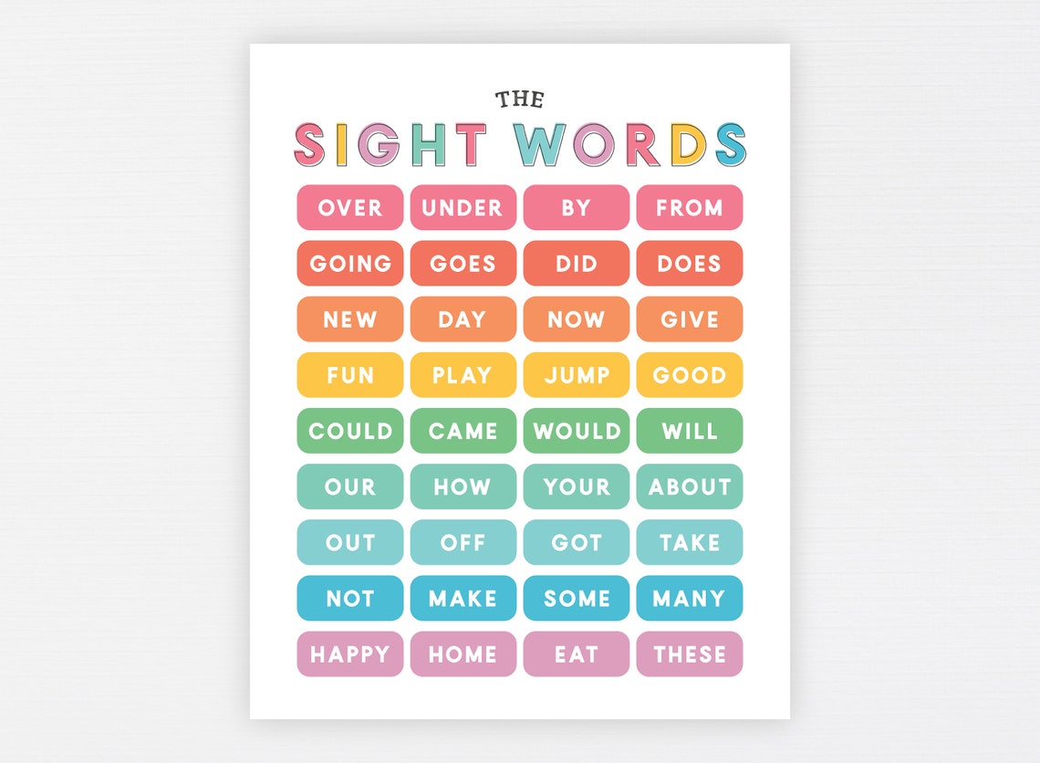 Sight Words set 3 Education Printable Reading Spelling Aid - Etsy