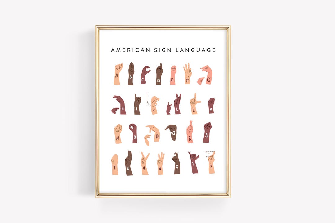 American Sign Language ASL Poster · Alphabet Education Print ...