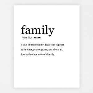 Family Definition Print Housewarming Gift Family Wall Art - Etsy