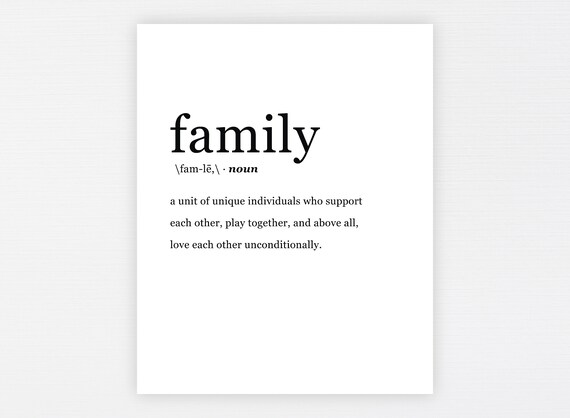 Family Definition Print Housewarming Gift Family Wall Art | Etsy