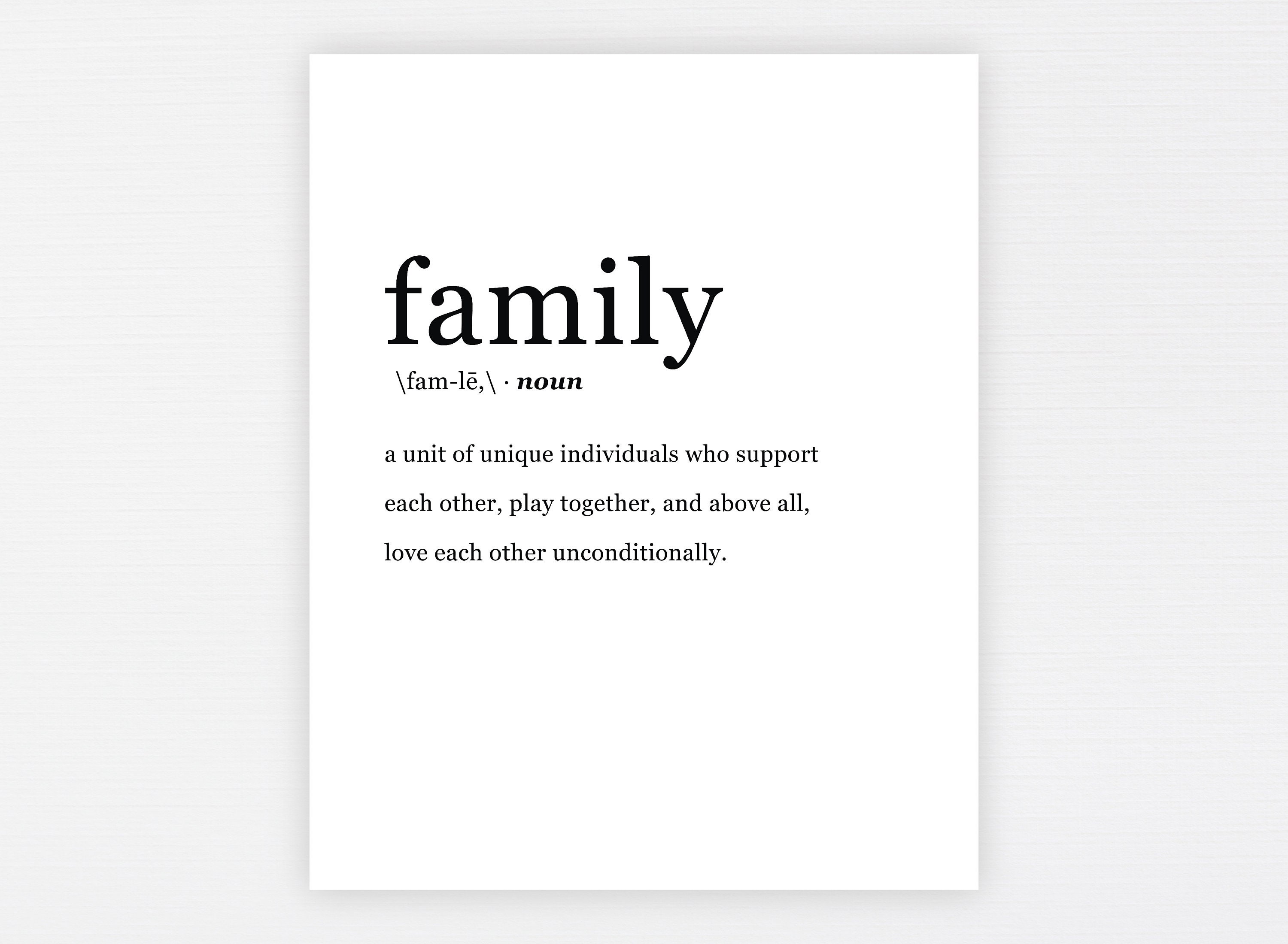 Family Definition Print Housewarming Gift Family Wall Art | Etsy