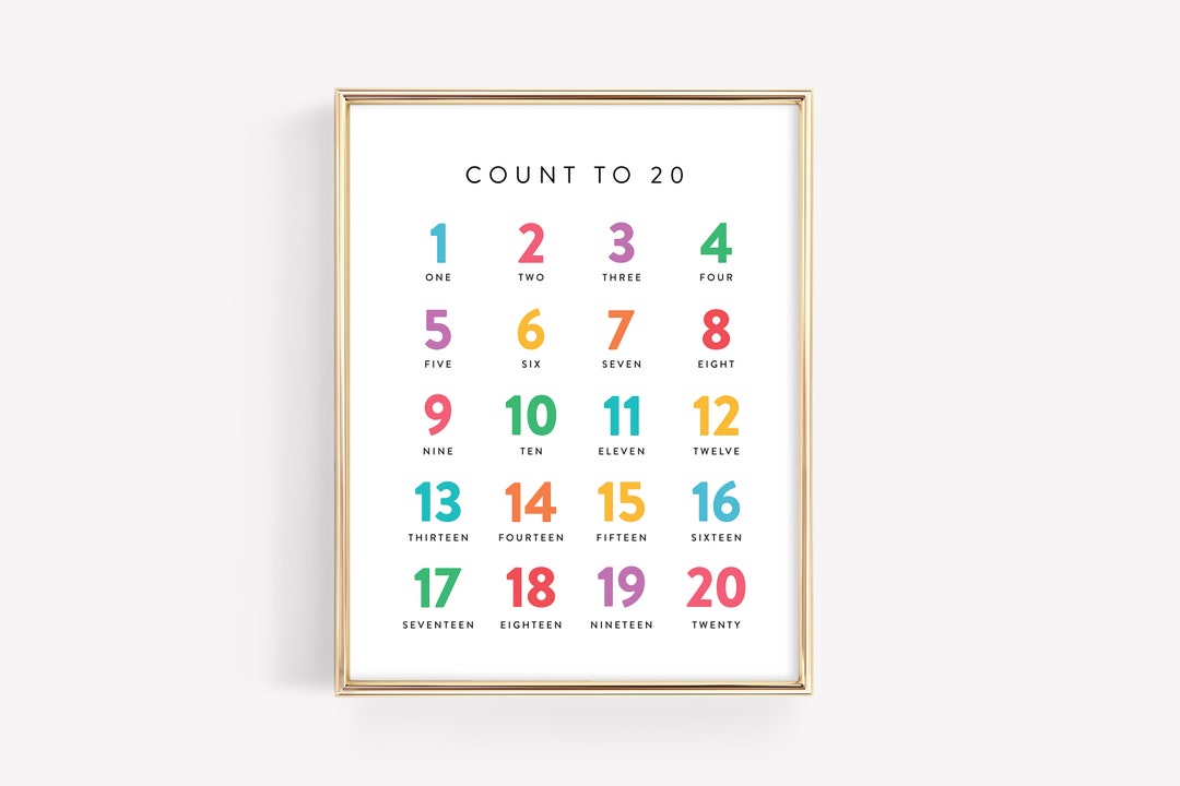 Numbers Educational Poster · Rainbow Counting 1-20 Printable Art · Kids ...