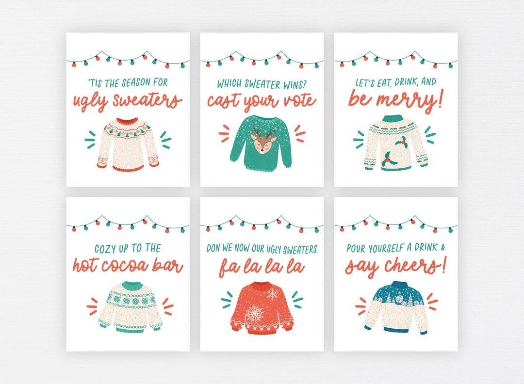 Ugly Sweater Party Signs Christmas Party Printable Decorations Tacky ...