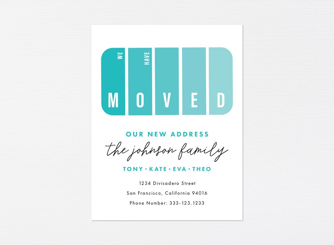 Paint Swatch Moving Announcement · Modern We've Moved Card · New Home ...