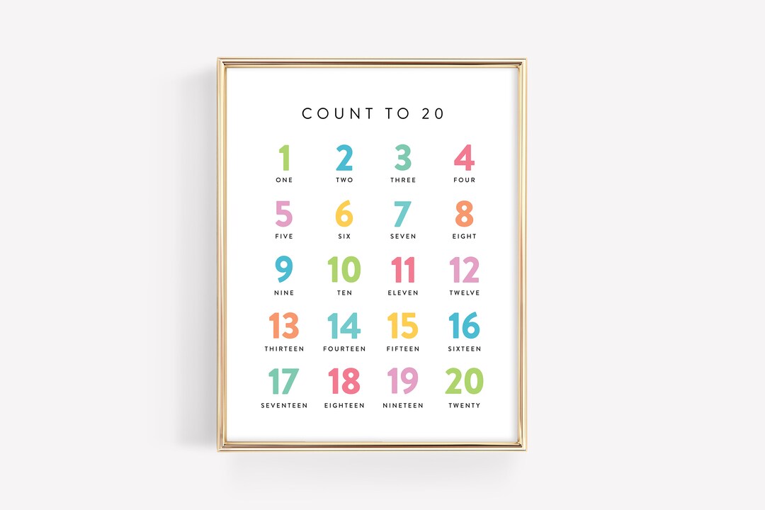 Numbers Educational Poster · Rainbow Counting 1-20 Printable Art · Kids ...