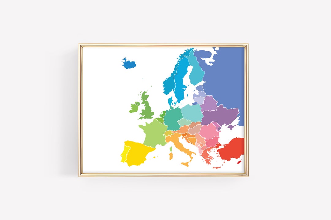 Europe Map Education Printable · European Colorful Homeschool Learning ...