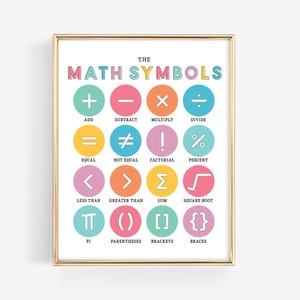 Math Symbols Education Printable Math Kids Homeschool Learning ...