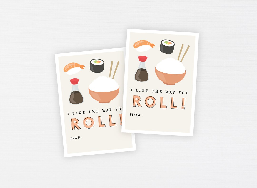 Sushi Kids Valentine Tags Printable Classroom Valentine Happy Valentine ...