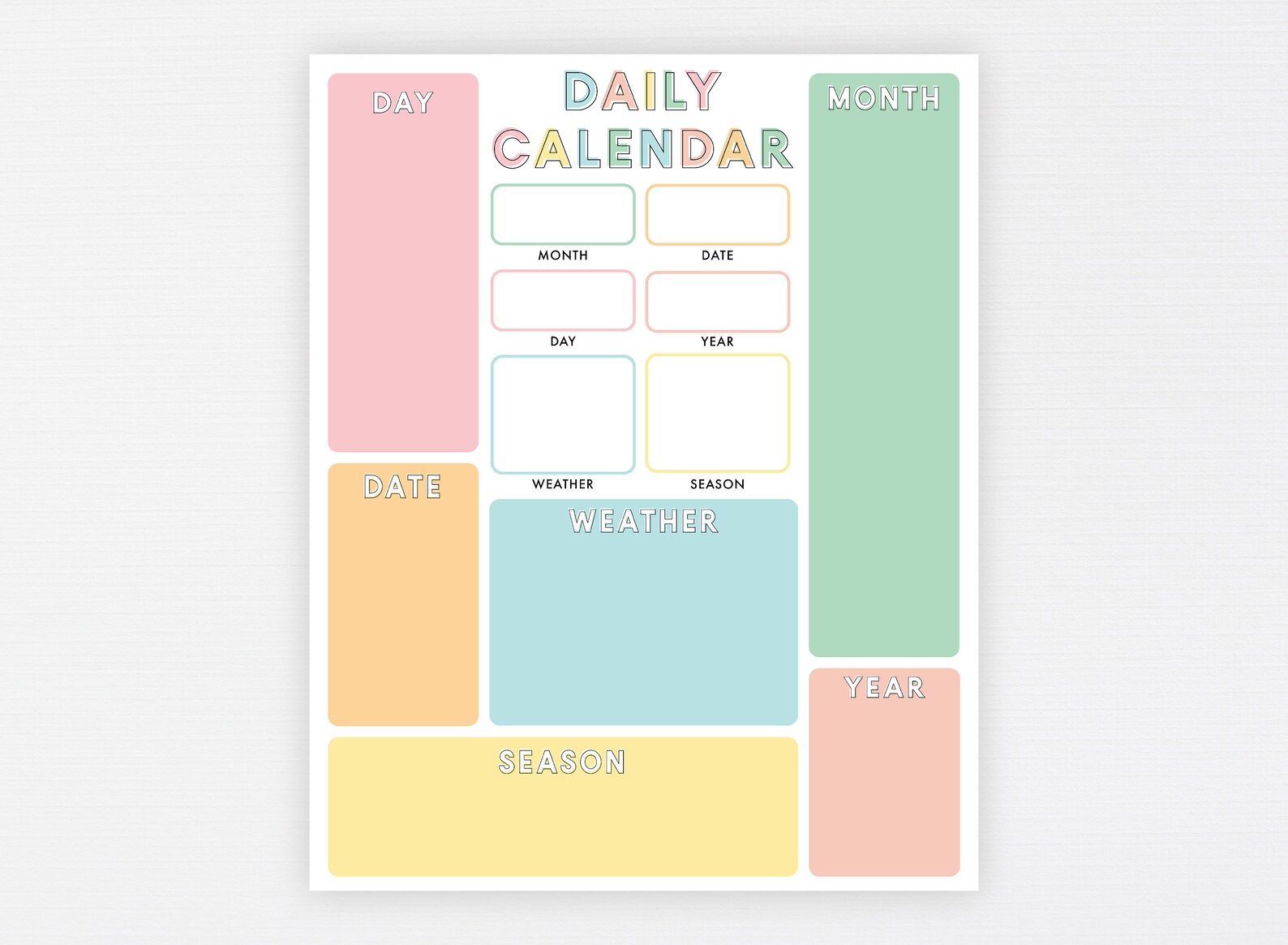 Child Calendar Printable Montessori Preschool Classroom | Etsy