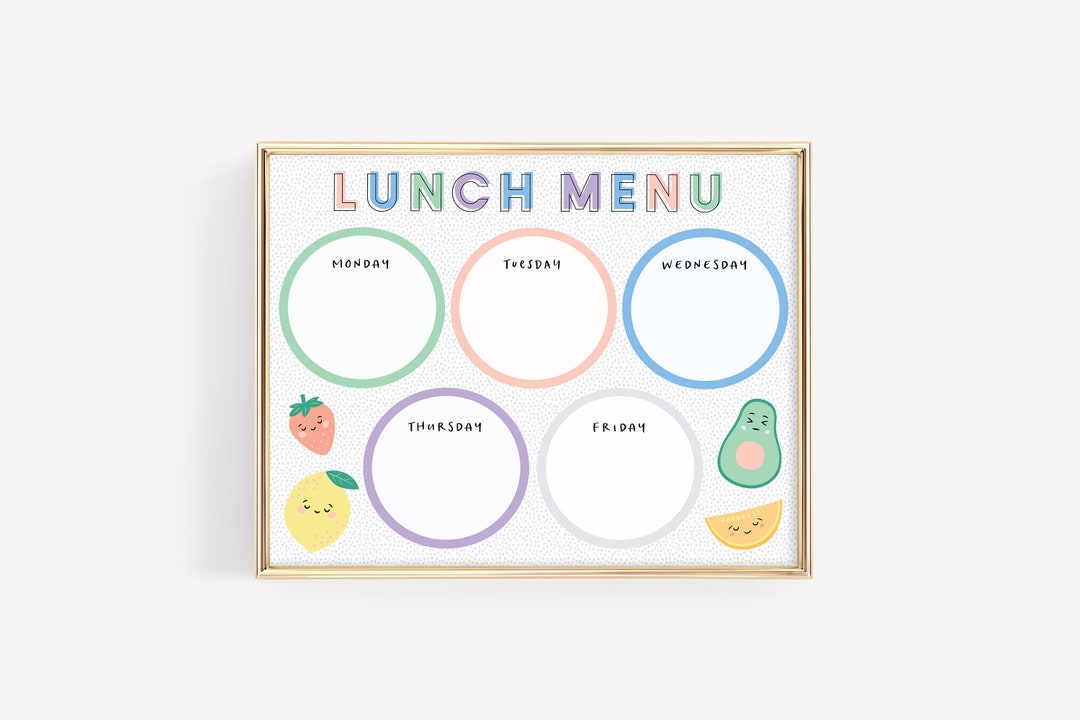 Cute Fruit Kids Lunch Planner · Printable Weekly Planner · Lunch Menu ...