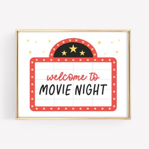 Movie Night Party Sign Print · Cinema Drive-in Printable · Kids Movie ...