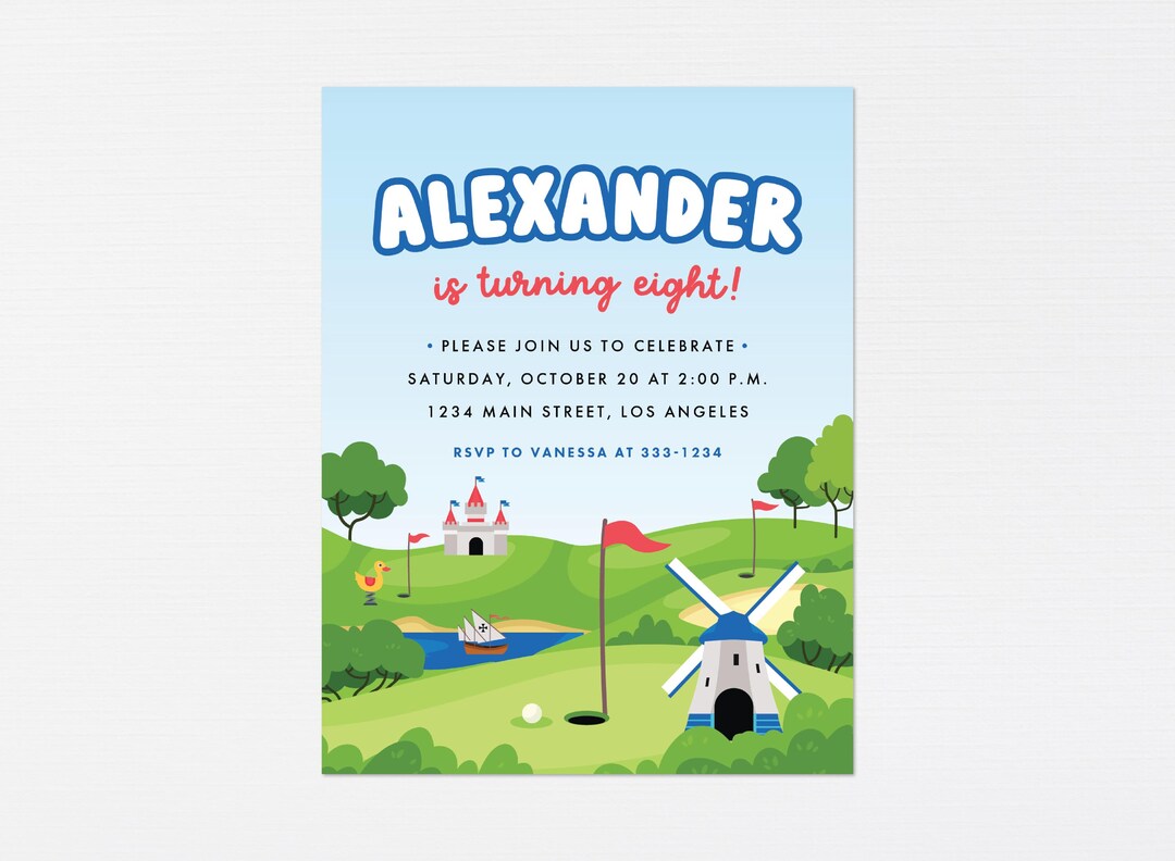 Mini Golf Birthday Invitation Putt Putt Party Invite Invite Modern Fun ...