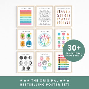 Education Poster Set Colorful Learning Art Prints Homeschool Classroom ...