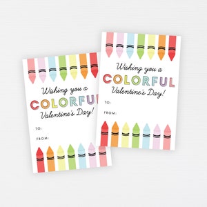 Color Crayon Kids Valentine Tags Printable Classroom Valentines Happy ...