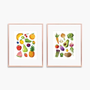 PRINTABLE Fruits and Vegetables Poster for Kids, Set of 2, Classroom ...